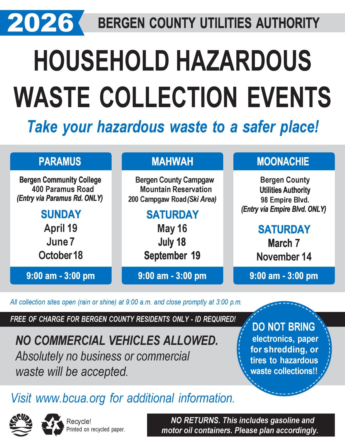 2026 Recycling Calendar & Collection Fliers - Saddlebrooknj DPW